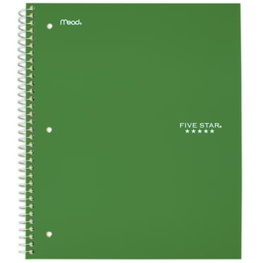 Five Star Single Subject Spiral Notebook with Pockets, College Ruled ...