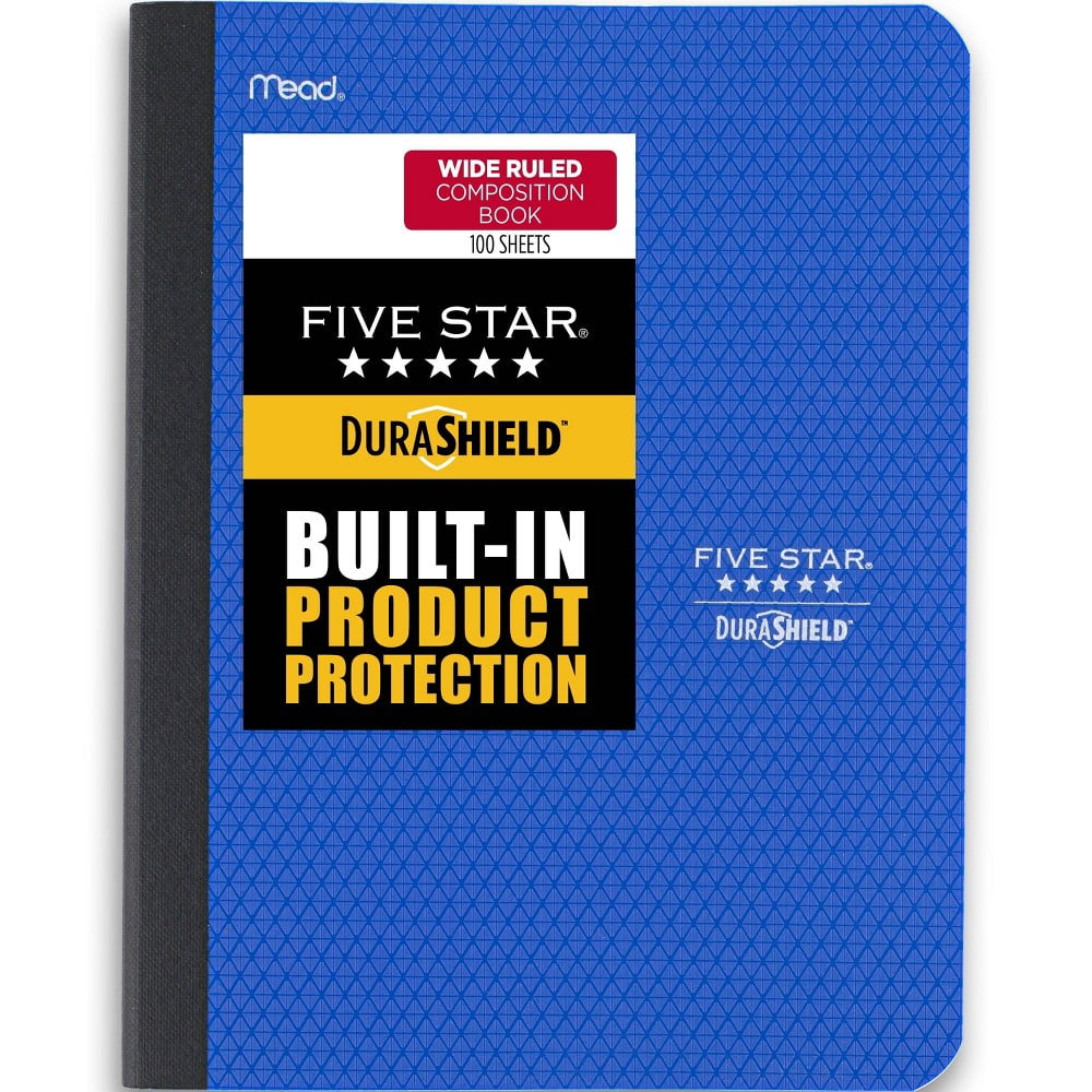 Five Star 100 Sheets Wide Ruled Anti-Microbial Composition Book Cobalt ...