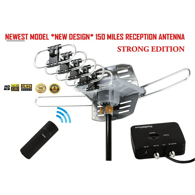 Five Star TV Antenna, Outdoor, 150 Miles Range, 360° Rotation, UHF/VHF ...