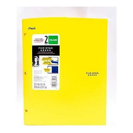 Five Star 2-Pocket Checkered Plastic Folder 11.75 X 9.5 (Yellow ...