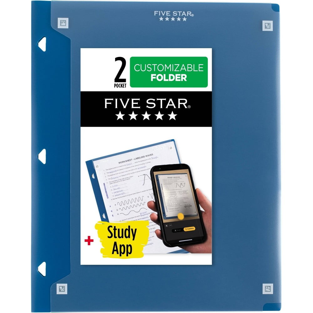 Five Star 2 Pocket Customizable Plastic Folder Pacific Blue - Walmart.com