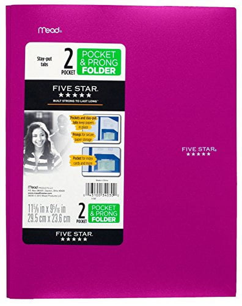 Five Star 2-Pocket Folder, Stay-Put Folder, Plastic Colored Folders ...