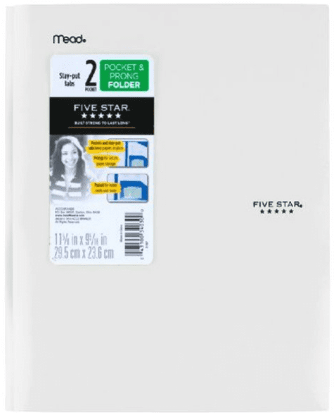 Five Star 2-Pocket Folder, Stay-Put Folder, Plastic Colored Folders ...