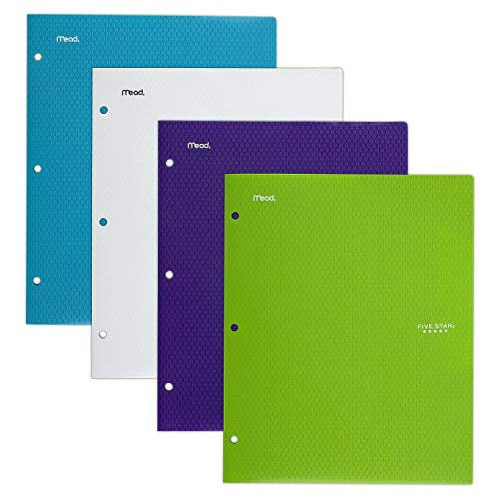 Five Star 2-Pocket Folders, 4 Pack, Plastic Folders with Stay-Put Tabs ...