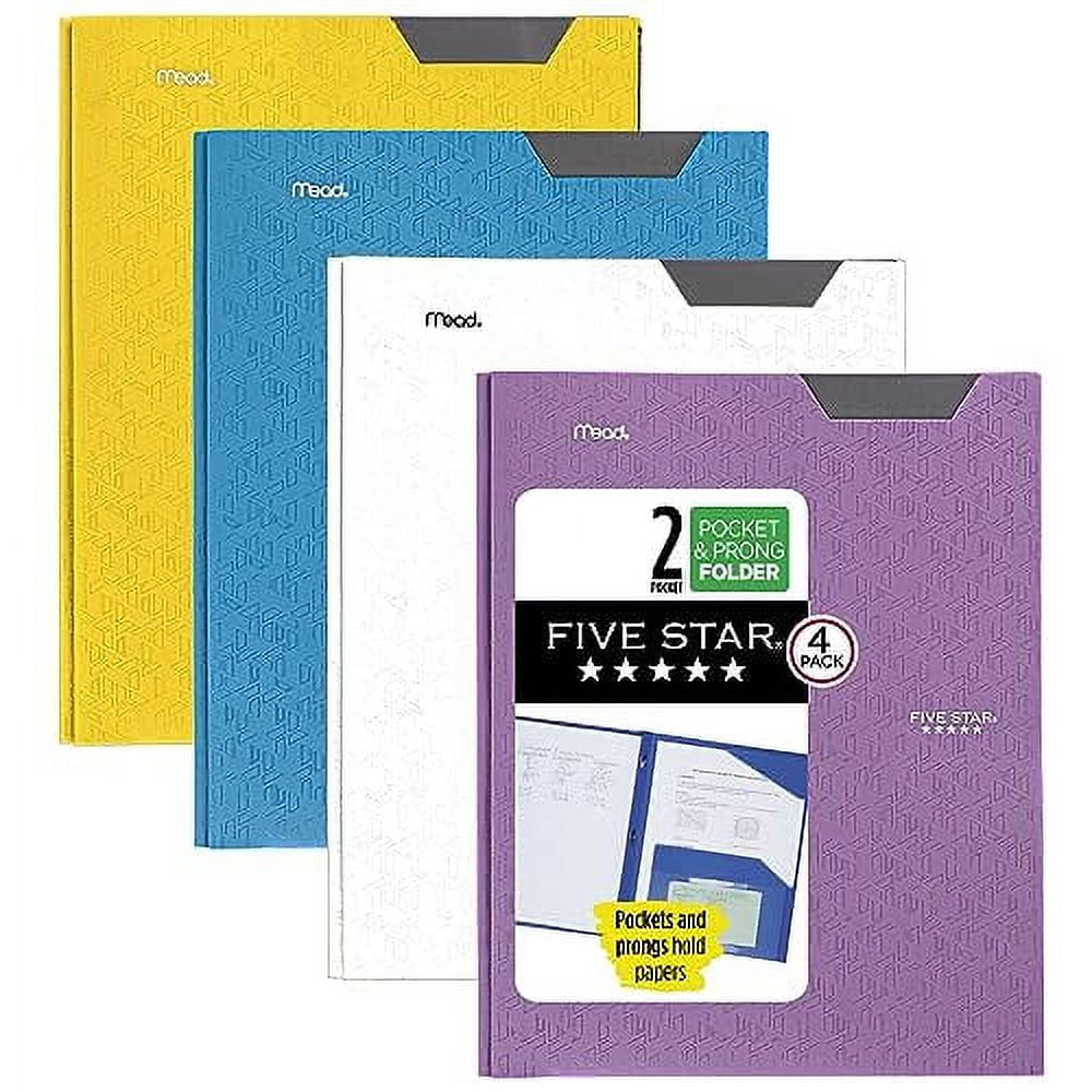 Five Star 2-Pocket Folder, 4 Pack, Plastic Folder with Stay-Put Tabs ...