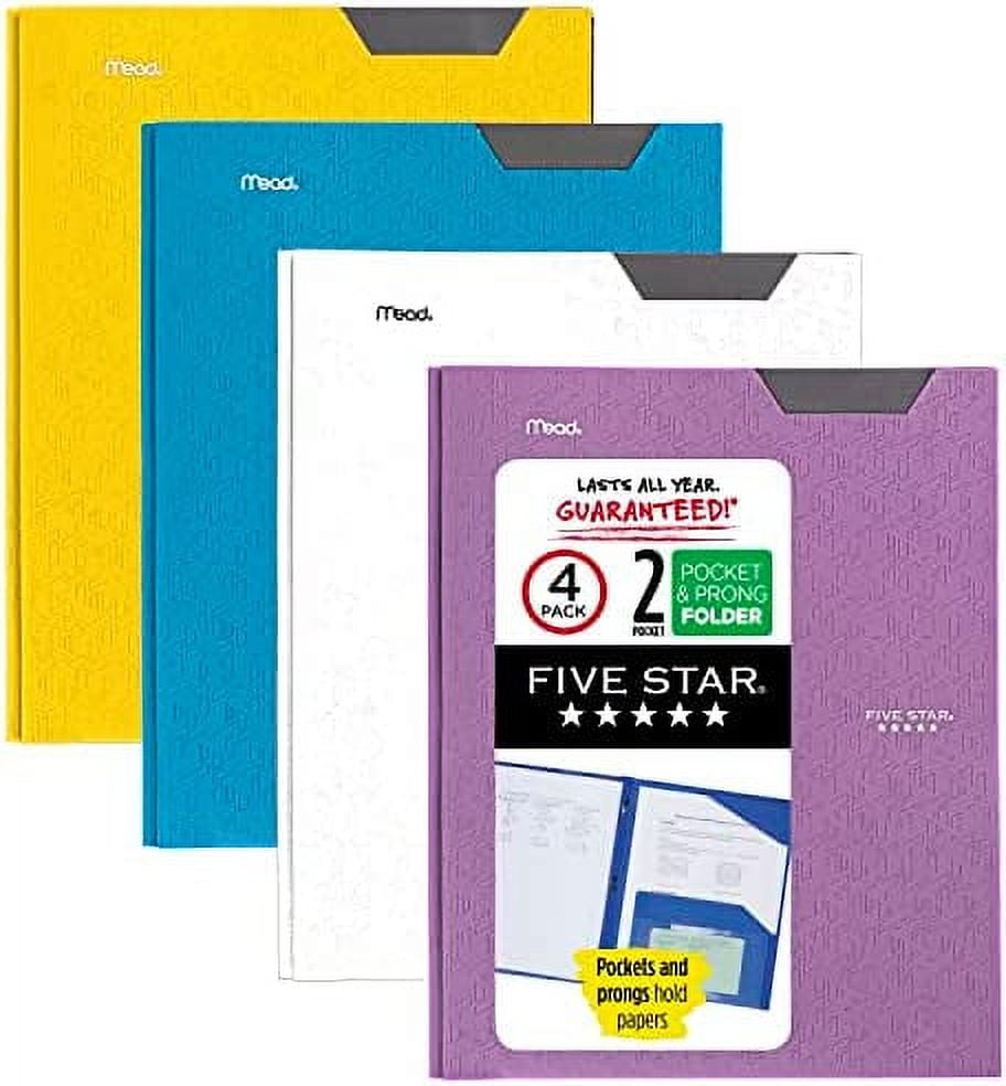 Folders With Pockets 3 Hole Punched Five Star 2-Pocket Folders (4-Pack ...