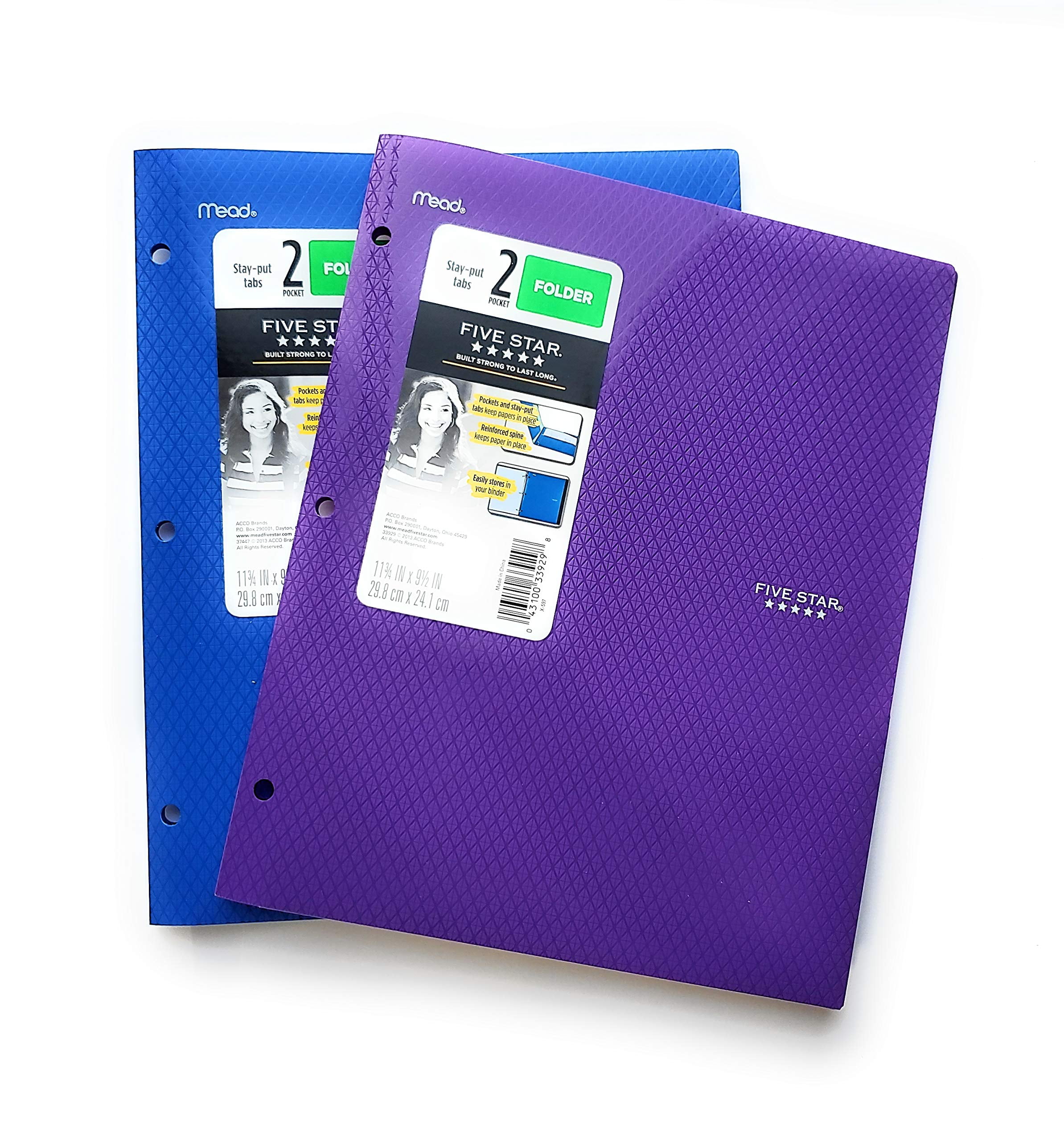 Five Star Purple Plastic Folder with Inside Punched Holes and Stay-Put ...
