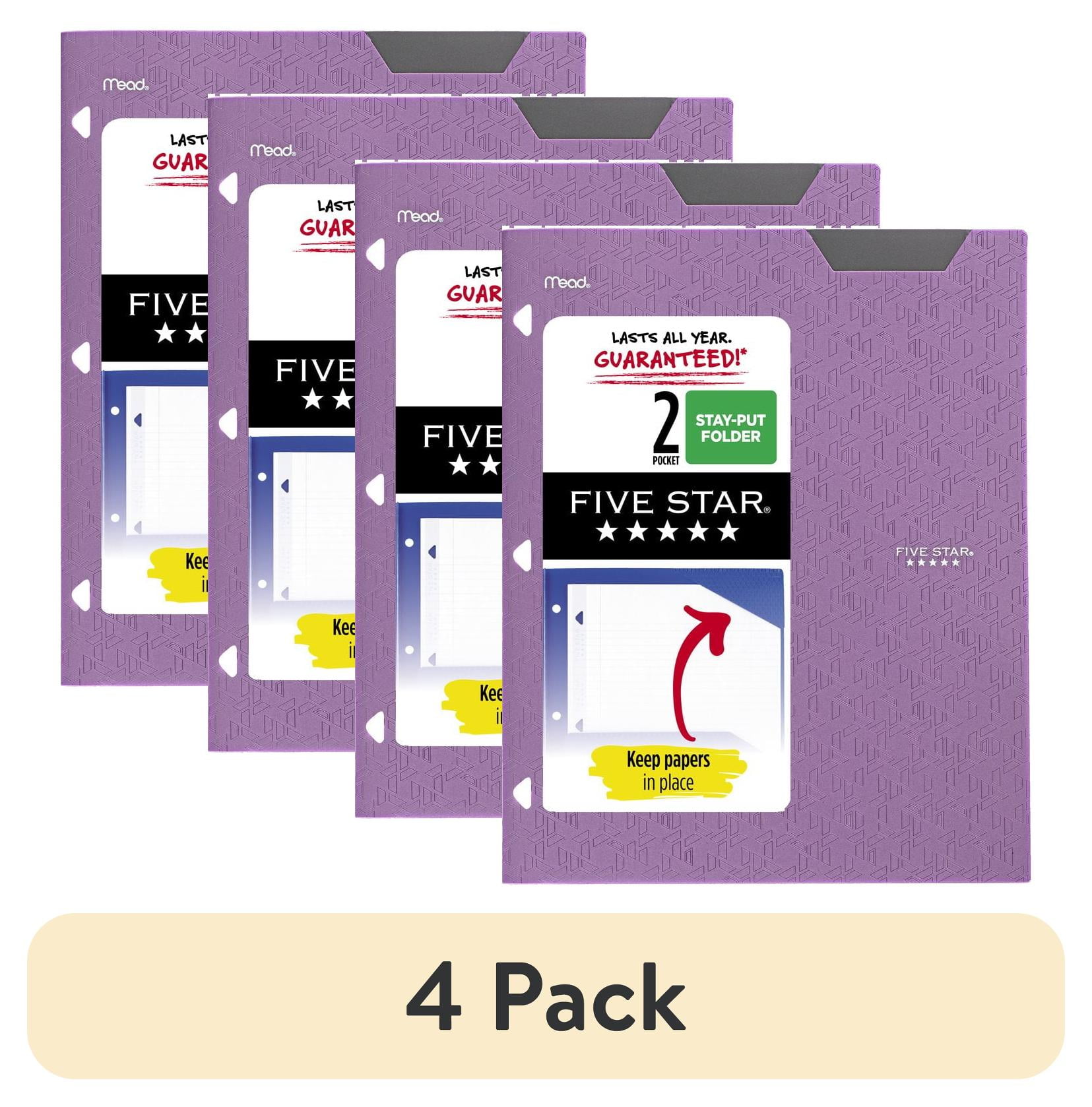 (4 pack) Five Star 2-Pocket Stay-Put Plastic Folder, Amethyst Purple ...
