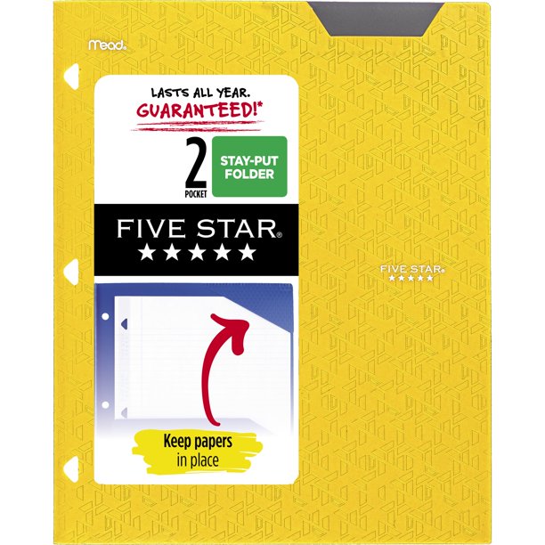 Five Star 2-Pocket Stay-Put Plastic Folder Fire Red - Pocket & Prong ...