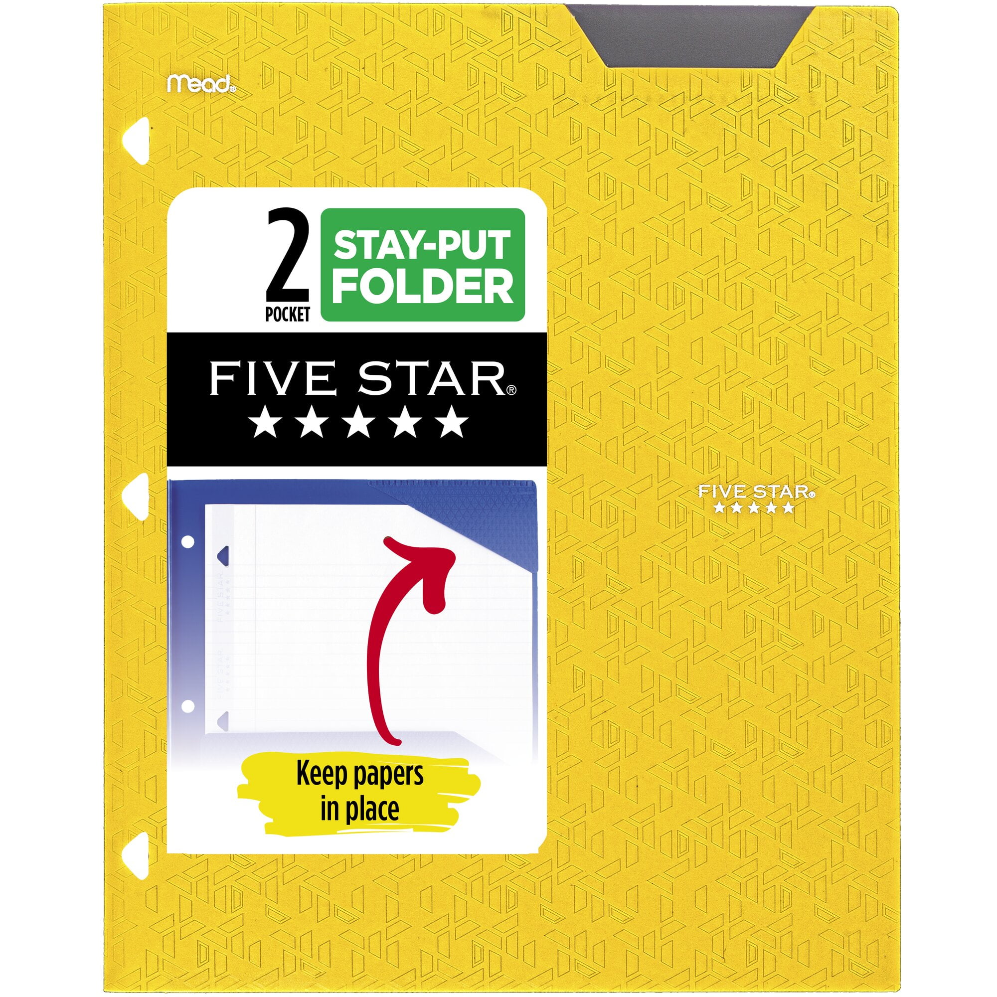 Five Star Stay-Put Plastic Folder, Harvest Yellow, 2-Pocket, Writable ...