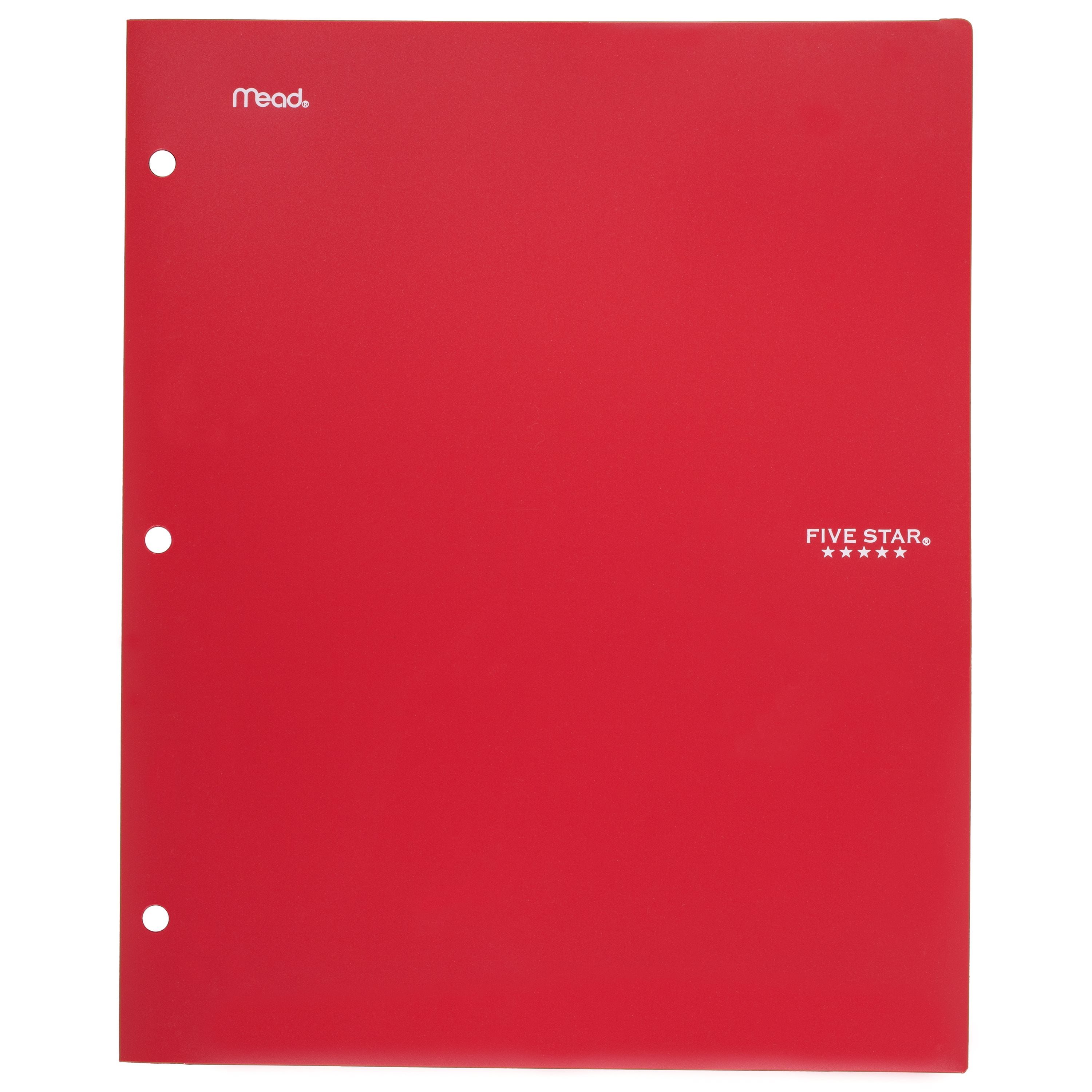 Five Star Solid 2-Pocket Stay-Put Plastic Folder, Red with Paper ...