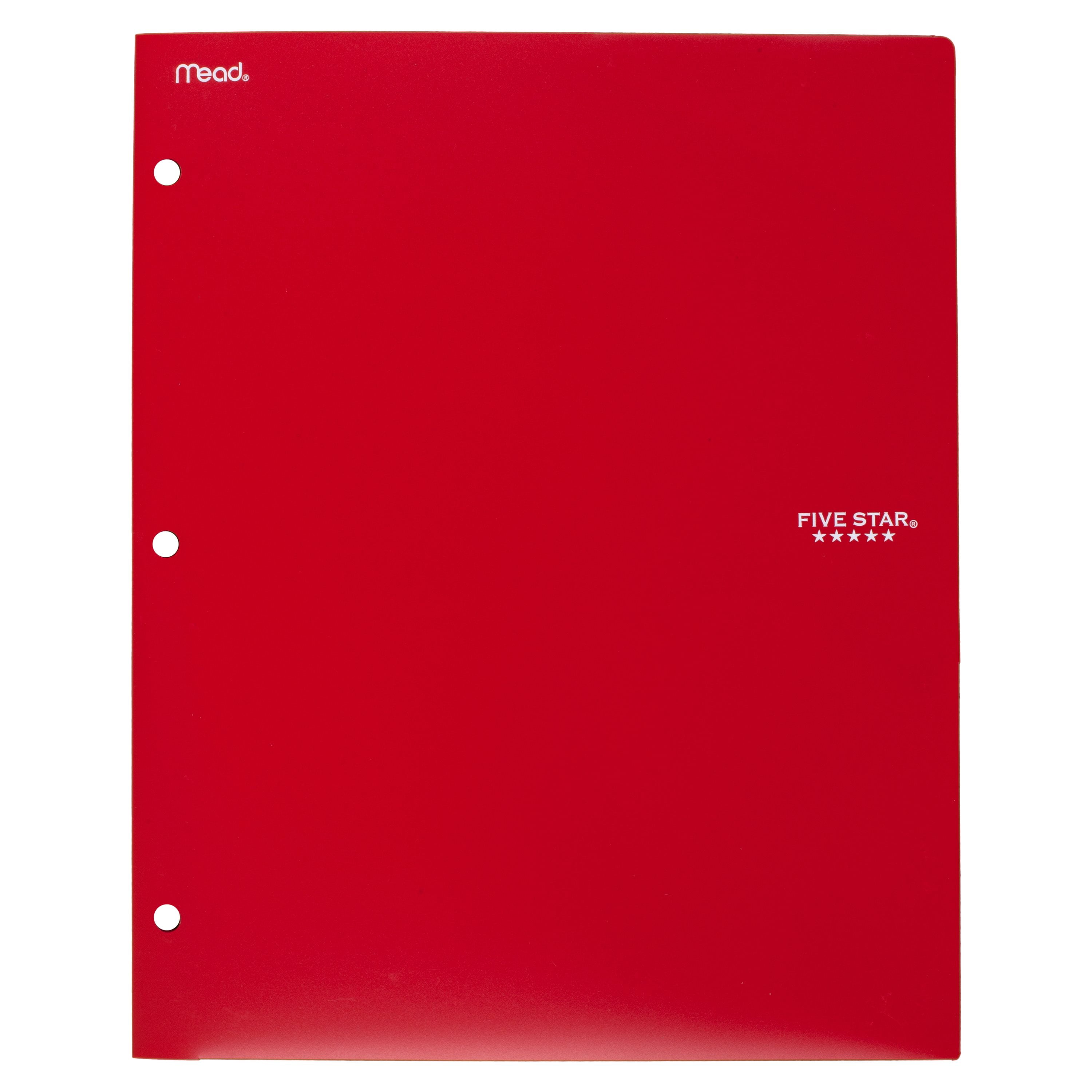 Five Star 2-Pocket Stay-Put Plastic Folder, Red (73546) - Walmart.com