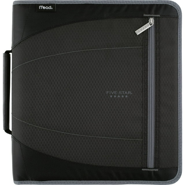 Five Star 2 Zipper Binder with File Folders- Black/Gray, Durable School ...