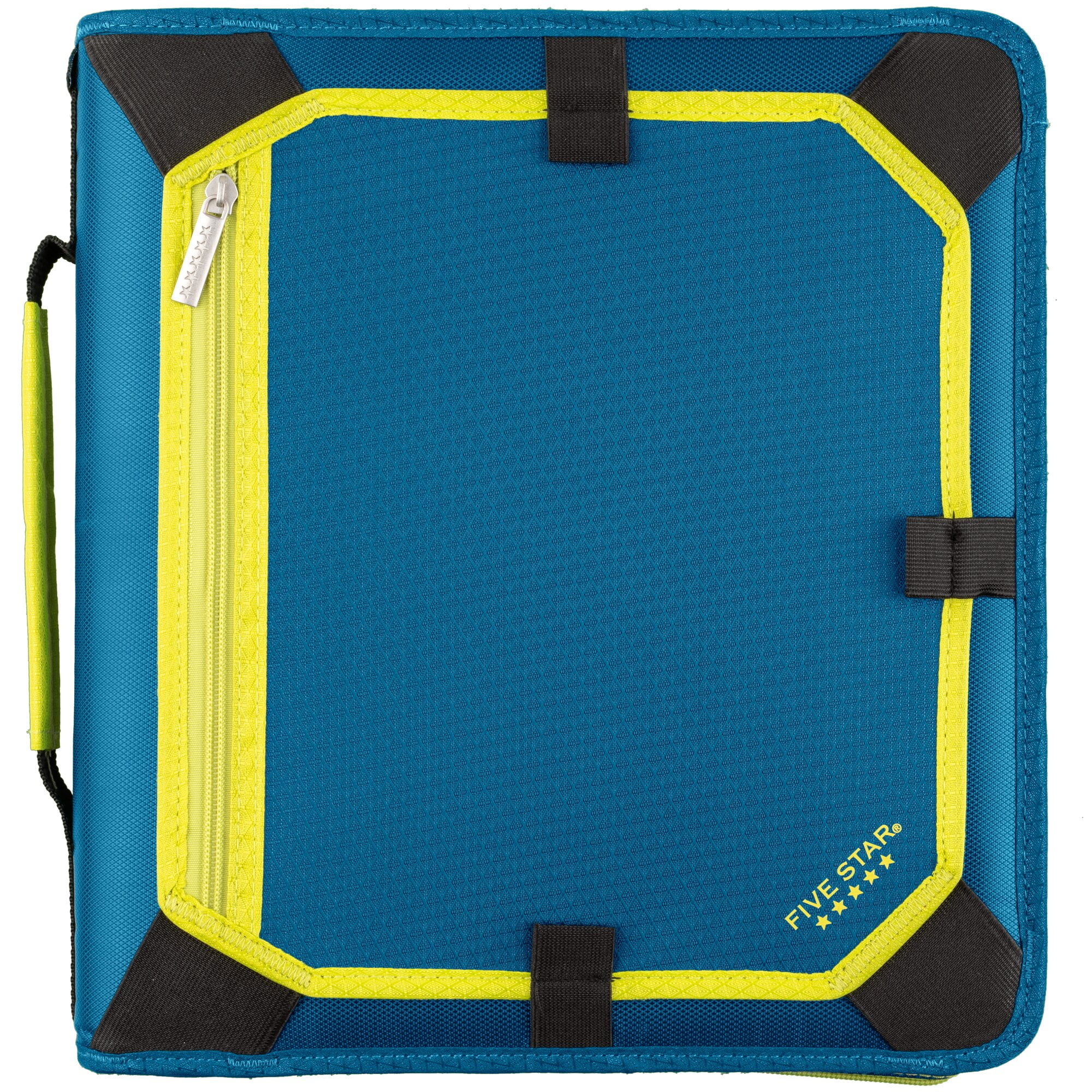 "Five Star 3 Ring Zipper Binder, 2"" Capacity, Teal/Yellow, 380 Sheets ...