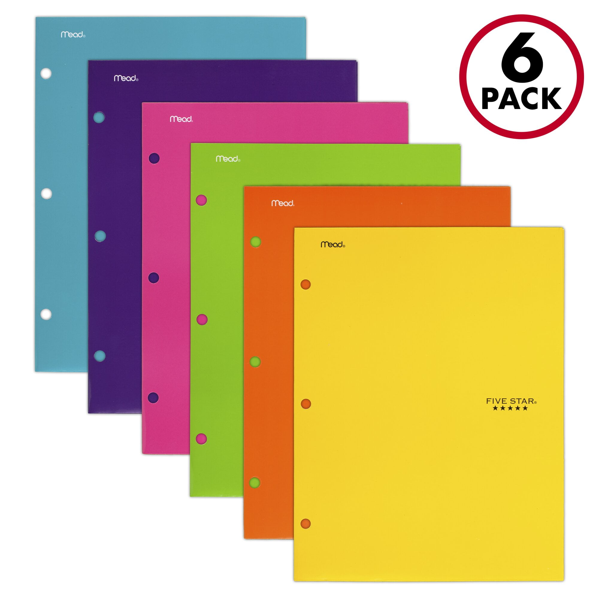 Five Star 4-Pocket Paper Folder 6 Pack Tidewater Blue Harvest Yellow ...