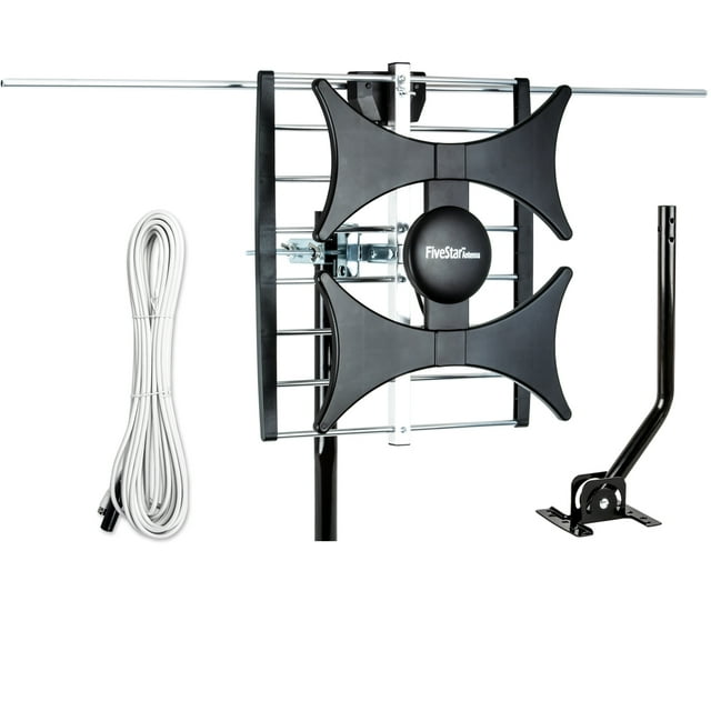 Five Star 4V HDTV Black Antenna - 150 Mile range, 4K, UHF/VHF, In/Out ...