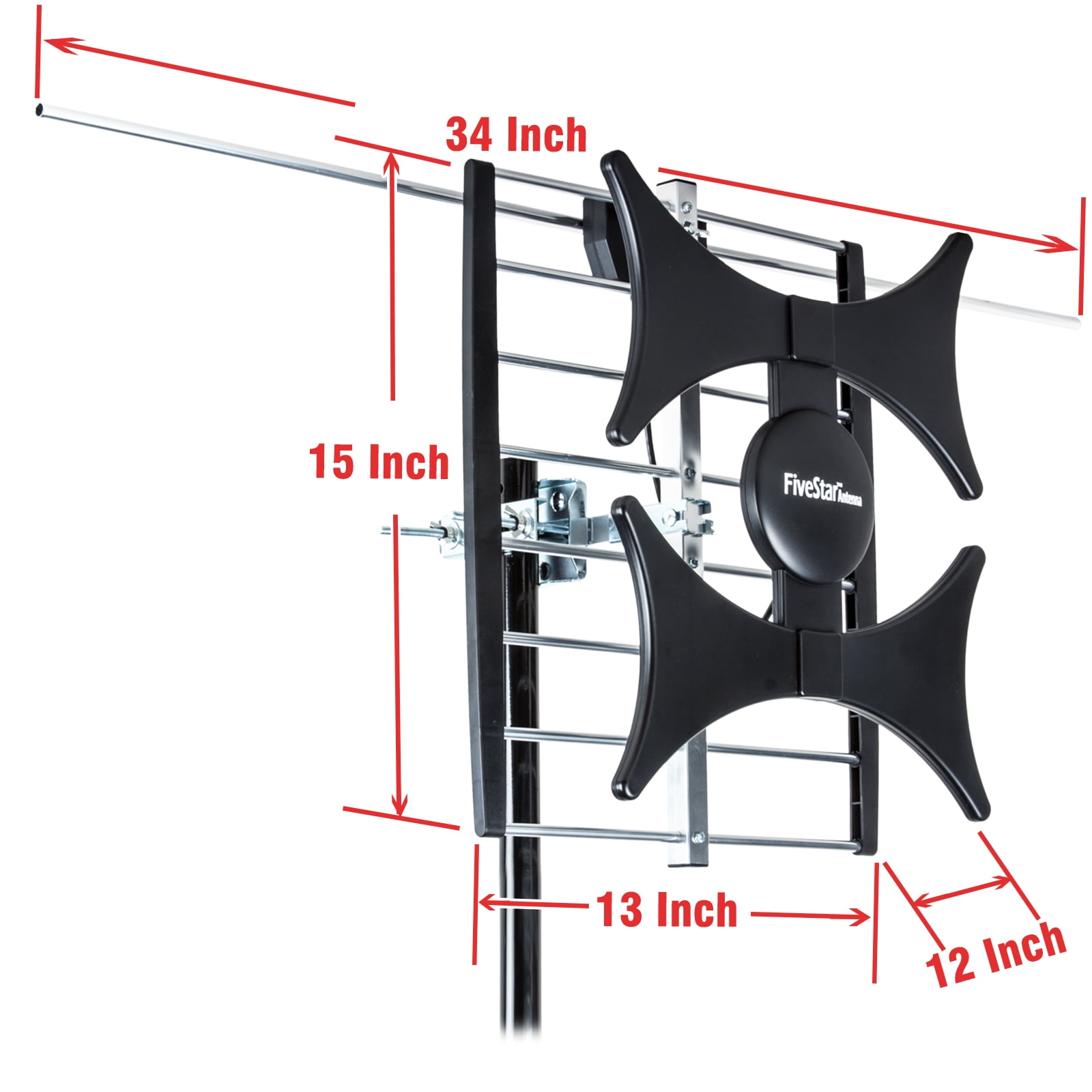Five Star 4V HDTV Black Antenna - 150 Mile range, 4K, UHF/VHF, In/Out ...