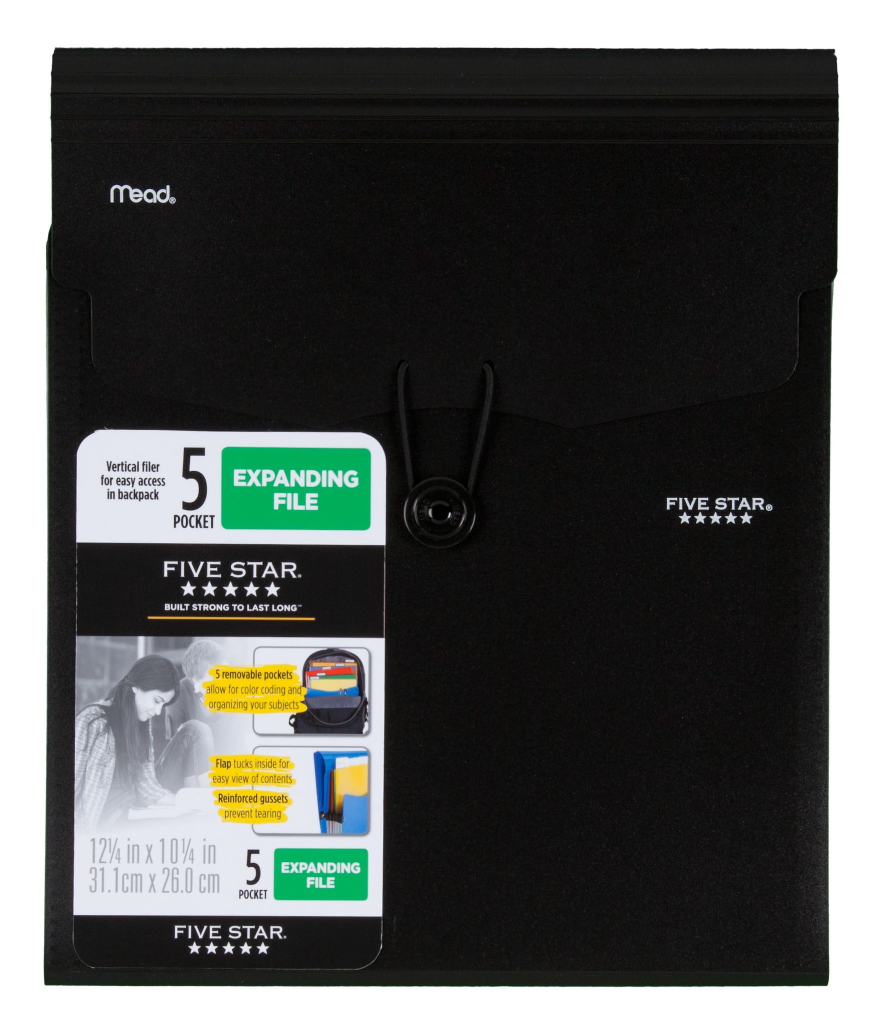 Five Star 5-Pkt Expanding File w Removable Files, Black - Walmart.com