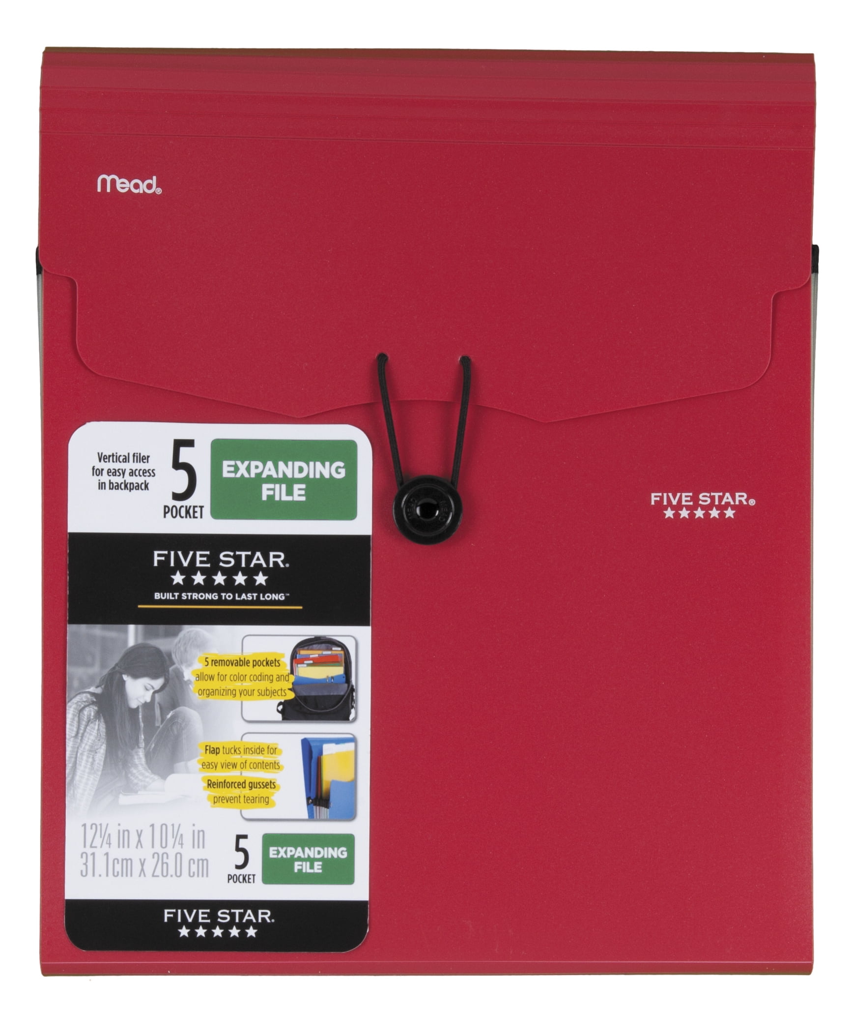 Five Star 5-Pkt Expanding File w Removable Files, Red - Walmart.com