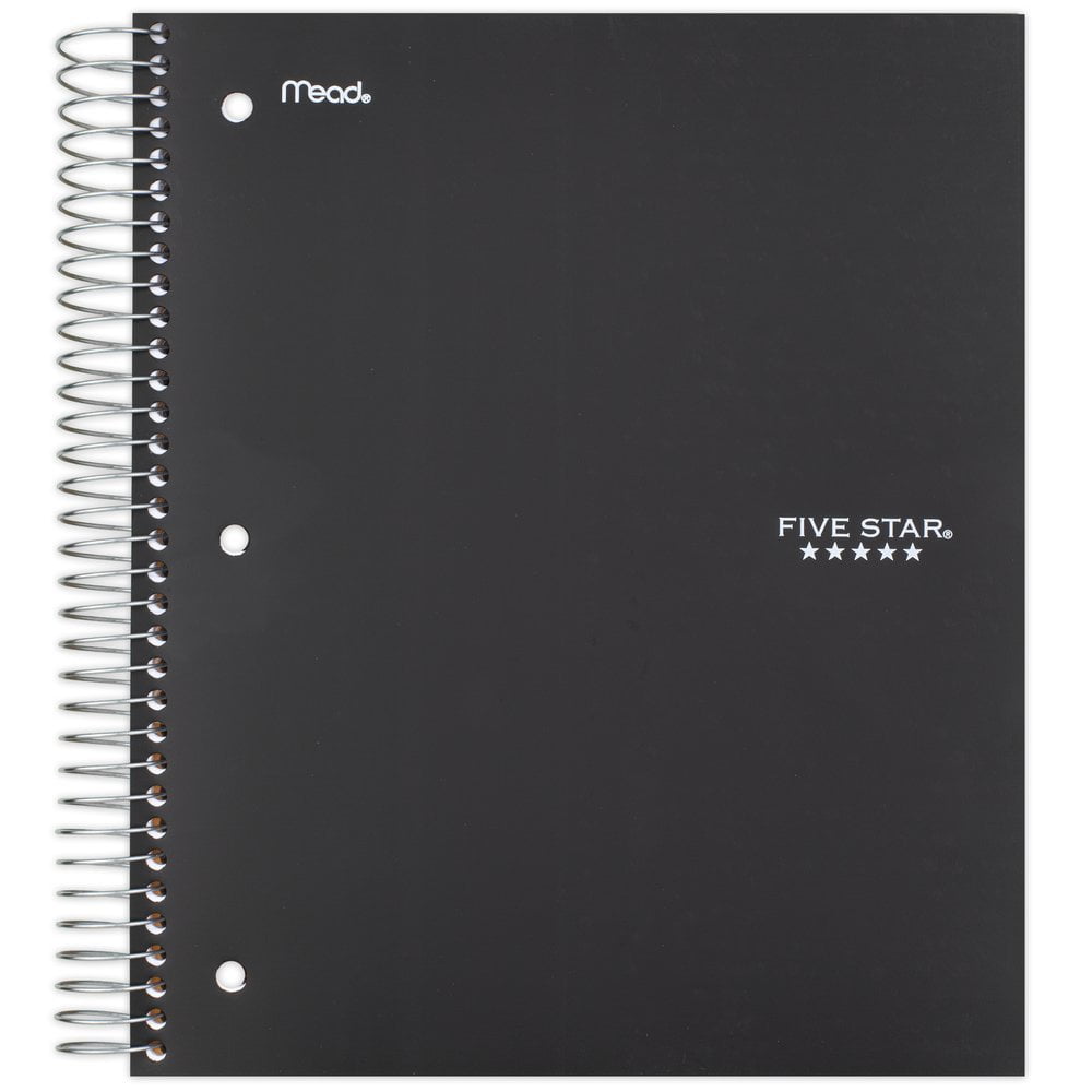 Five Star Wirebound Notebook, 5 Subject, Wide Ruled, Black (930012ZV0 ...