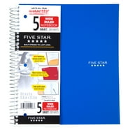 Five Star Spiral Notebook with Pockets, 5-Subject, College Ruled, 200 ...