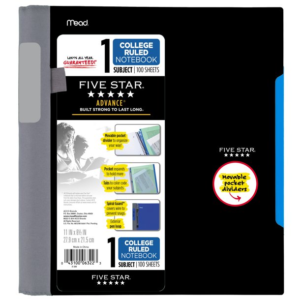 Five Star Advance Wirebound College Ruled Notebook 1 Subject ...