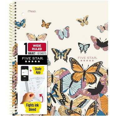 five star spiral notebook, 1 subject, wide ruled paper, 100 sheets, 10 ...