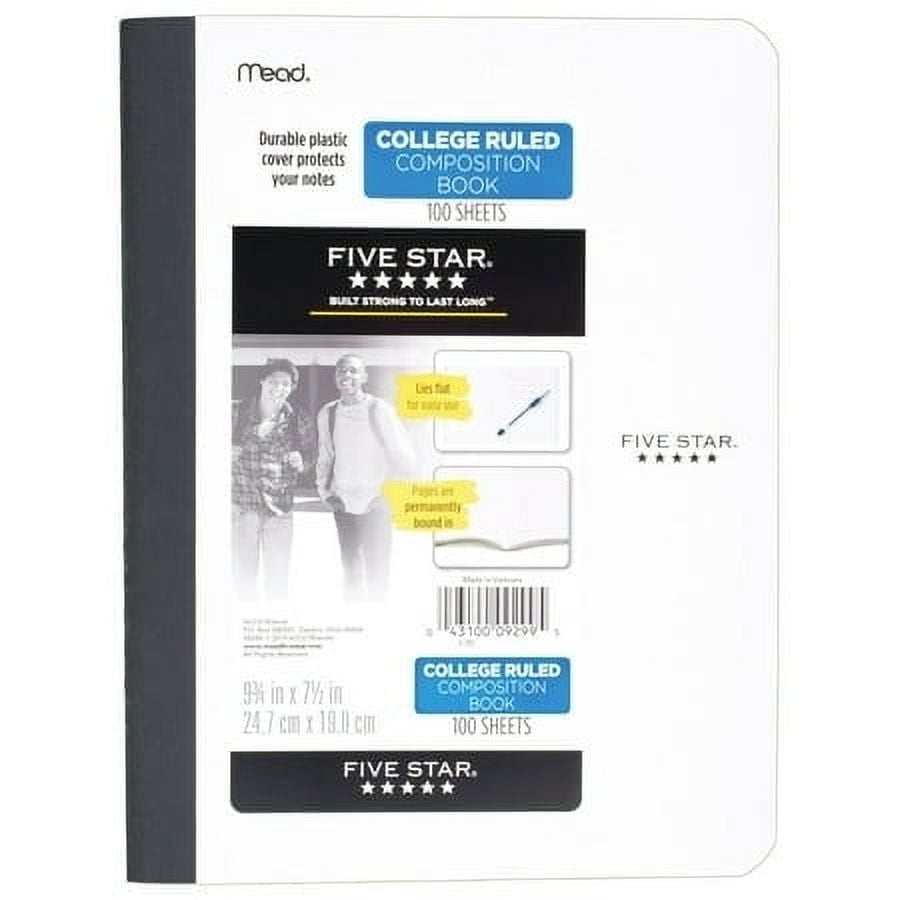 Five Star College Ruled Composition Notebooks, 7.5 in x 9.75 in, 100 ...