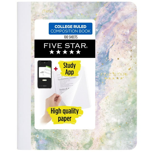 Five Star Composition Book Plus Study App, College Ruled, 100 Sheets ...