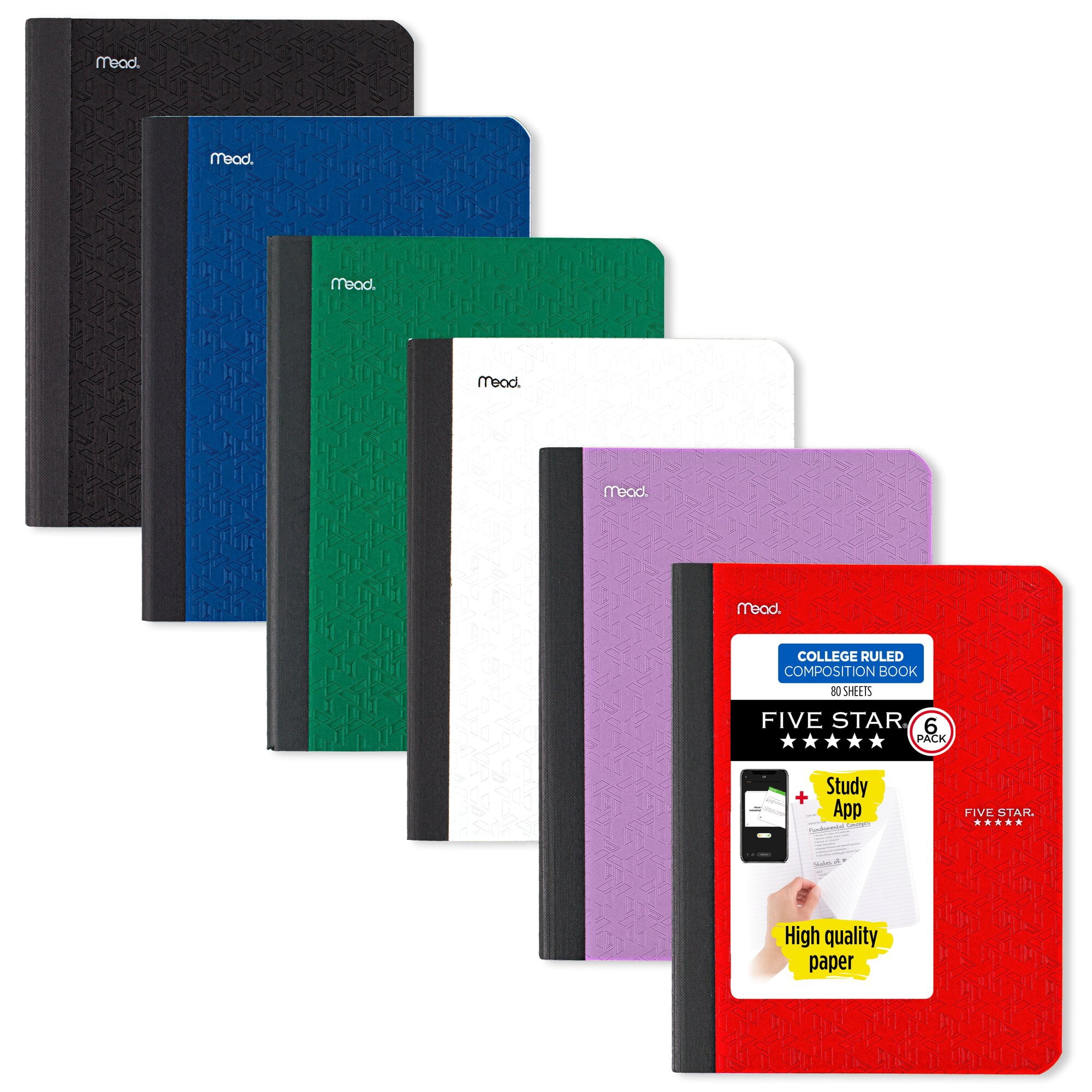 Five Star Composition Book + Study App, College Ruled, 7.5" x 9.75", 80 ...