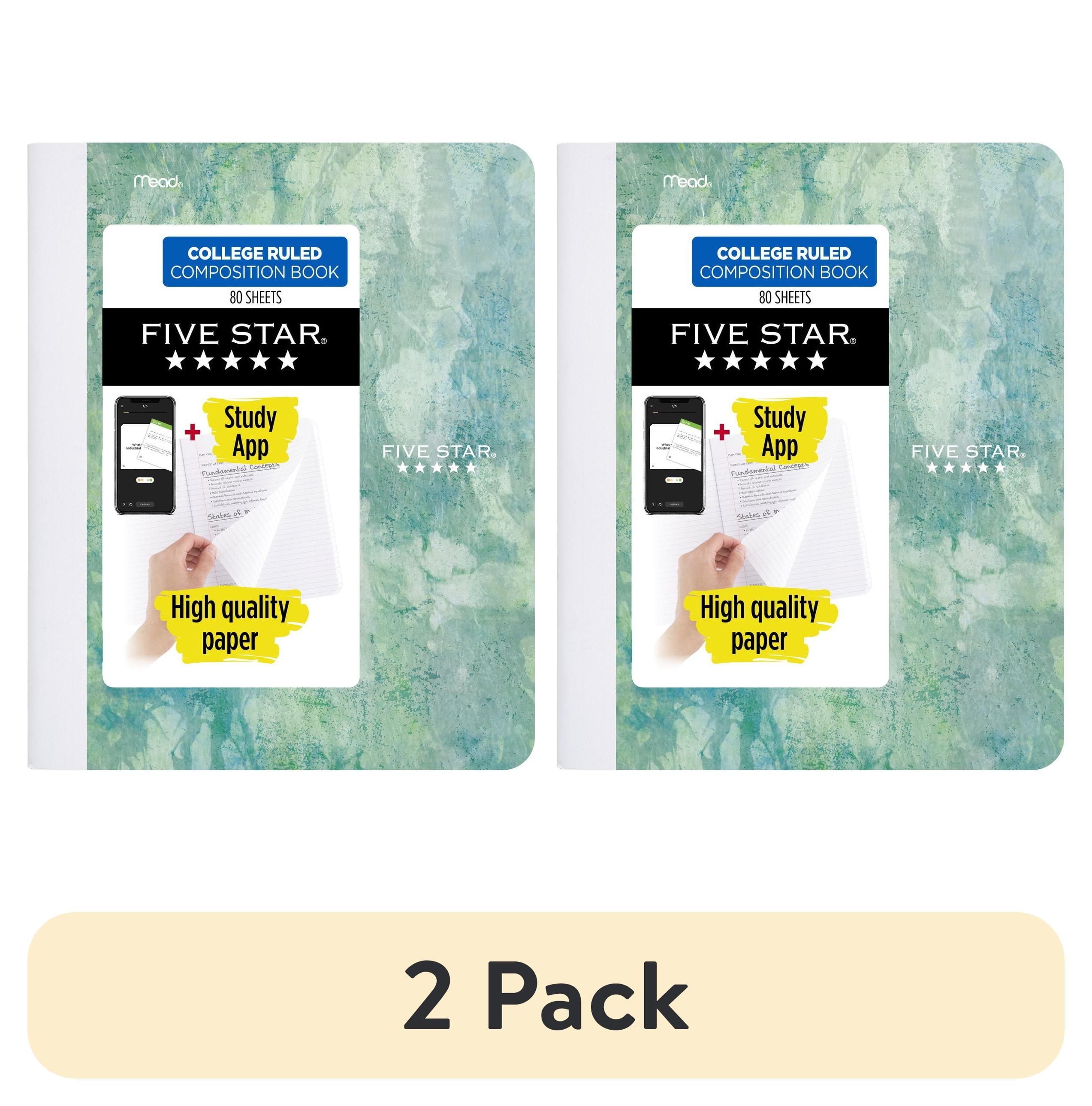 (2 pack) Five Star Composition Book Plus Study App, College Ruled ...