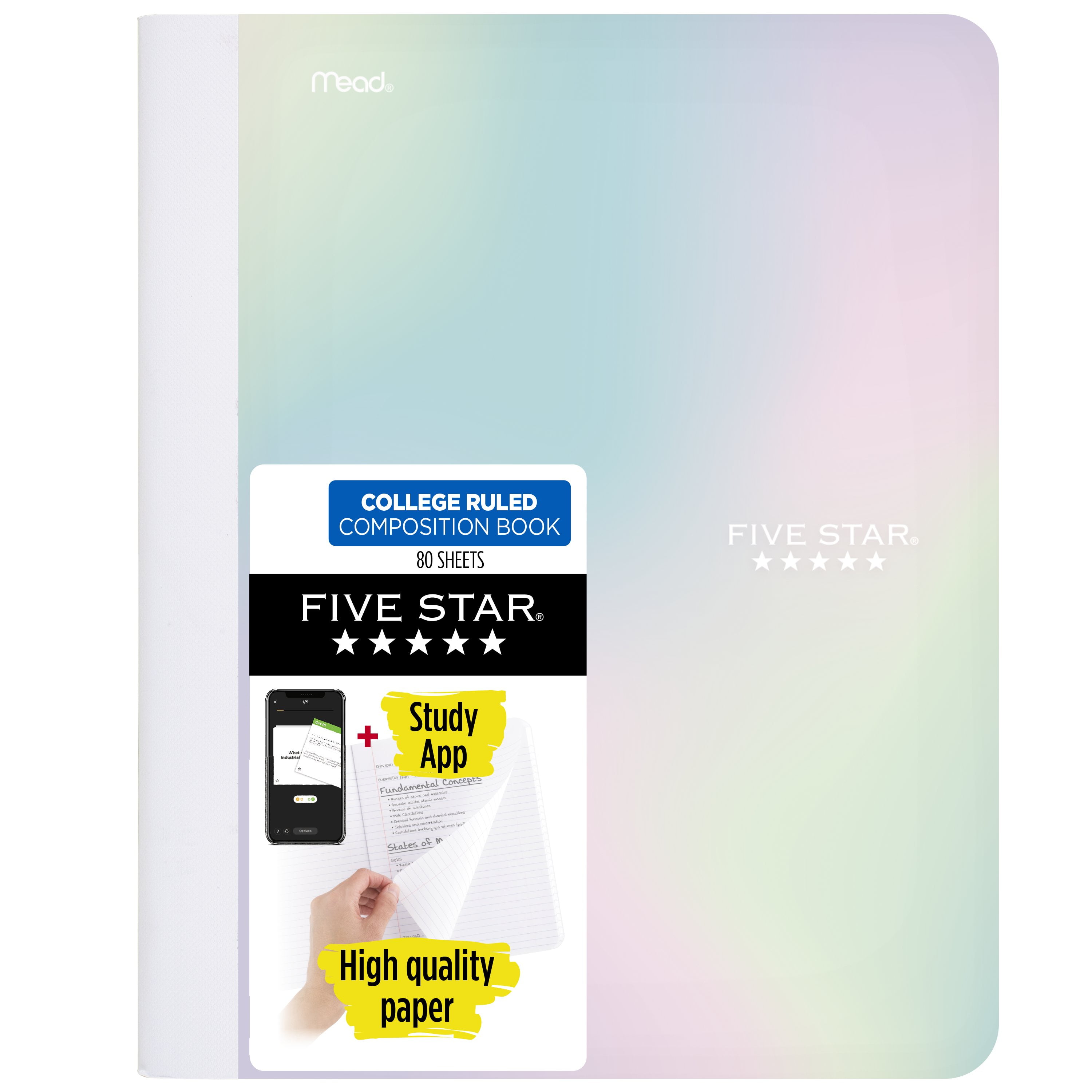 Five Star Fluid Artistry Composition Book Plus Study App, College Ruled ...