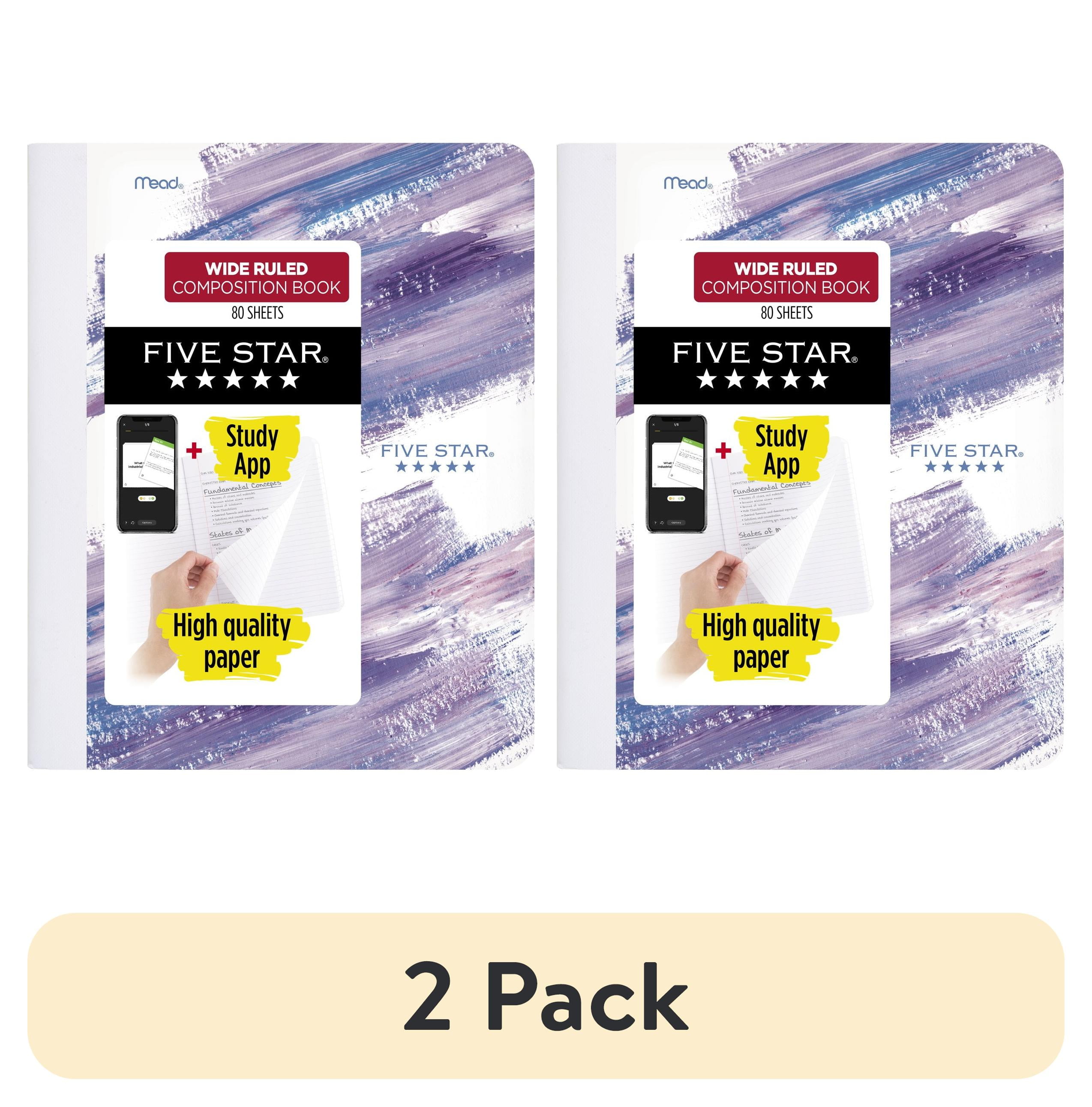 (2 pack) Five Star Composition Book Plus Study App, Wide Ruled, Canvas ...