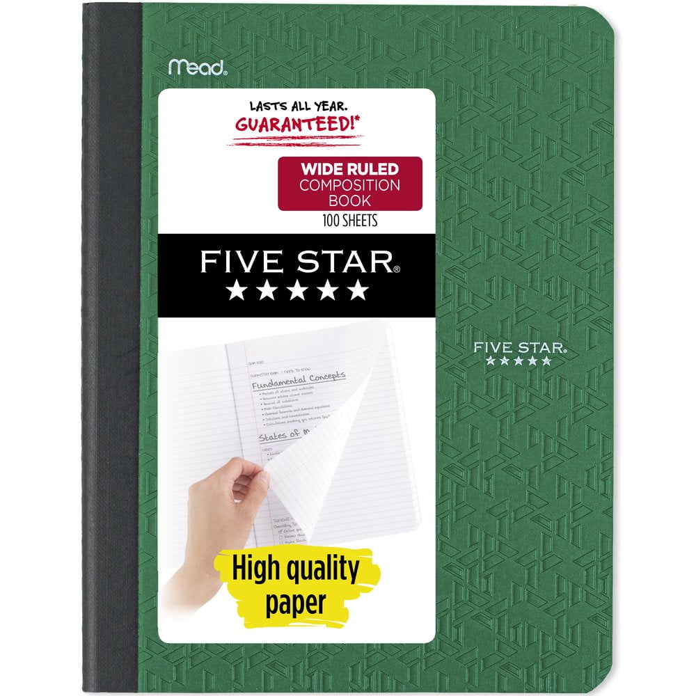 Five Star Composition Book, Wide Ruled, 100 Pages, Forest (950000CE1 ...