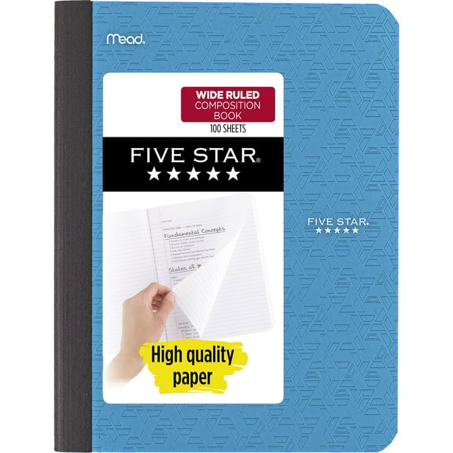 Five Star Composition Book, Wide Ruled, 100 Sheets, Tidewater Blue ...