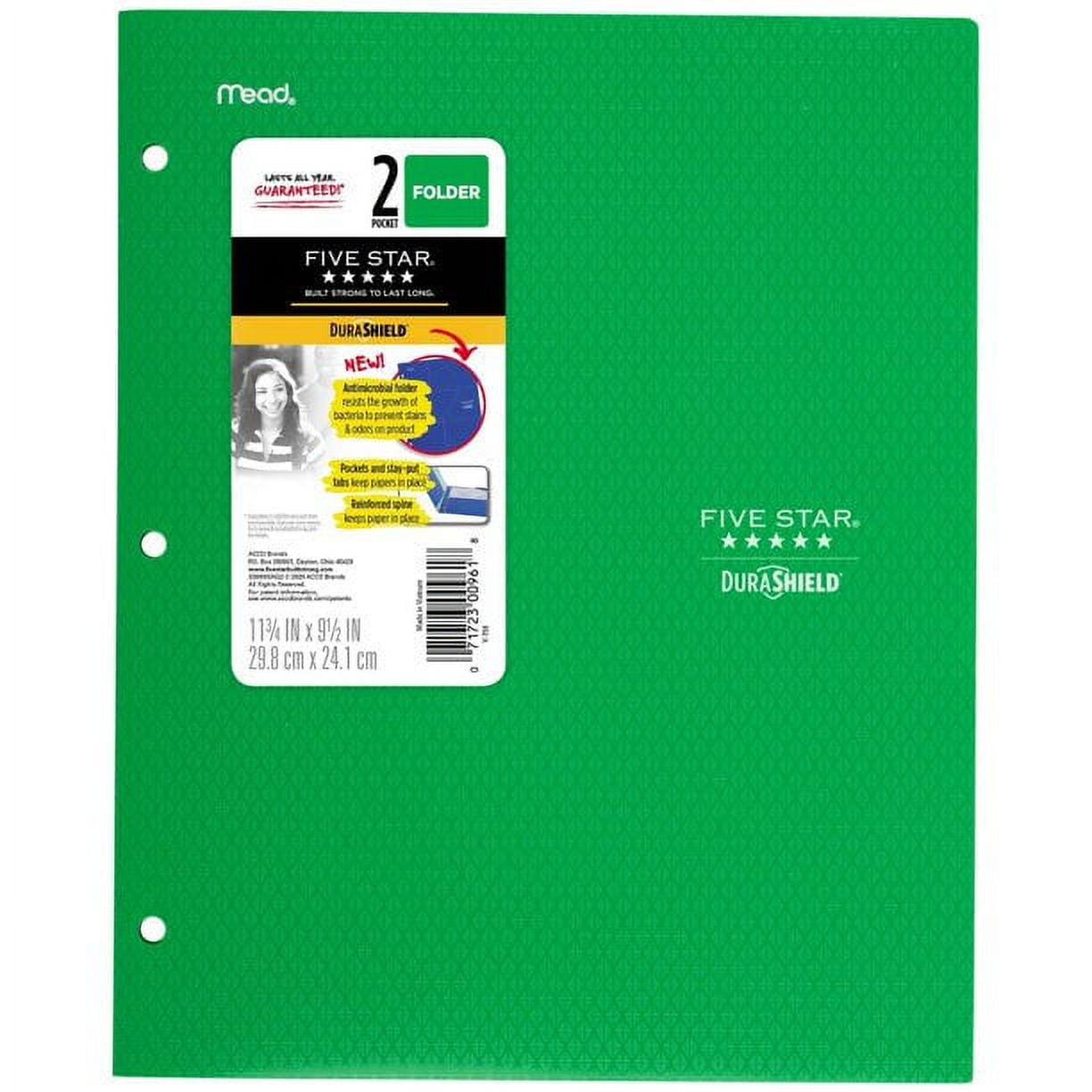 Five Star DuraShield Anti-Microbial 2 Pocket & Prong Plastic Folder ...