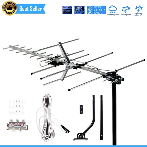 Five Star FSA-5812 Extreme-Range Yagi TV Antenna - 200+ Mile Reception with Heavy-Duty Mounting ...