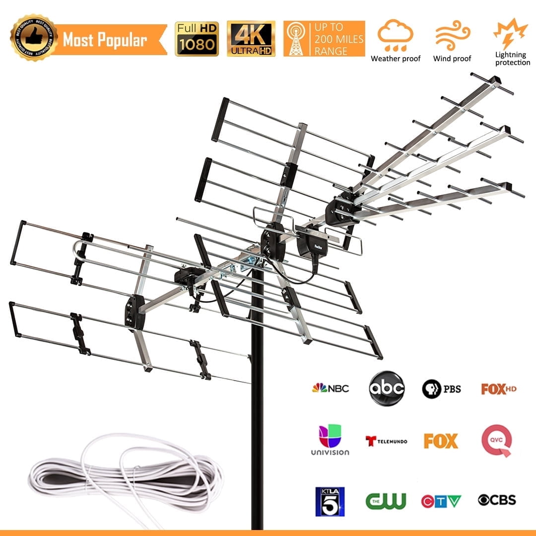 Five Star FSA-6828NK-W Outdoor TV Antenna, Single Piece, with 200 Miles ...