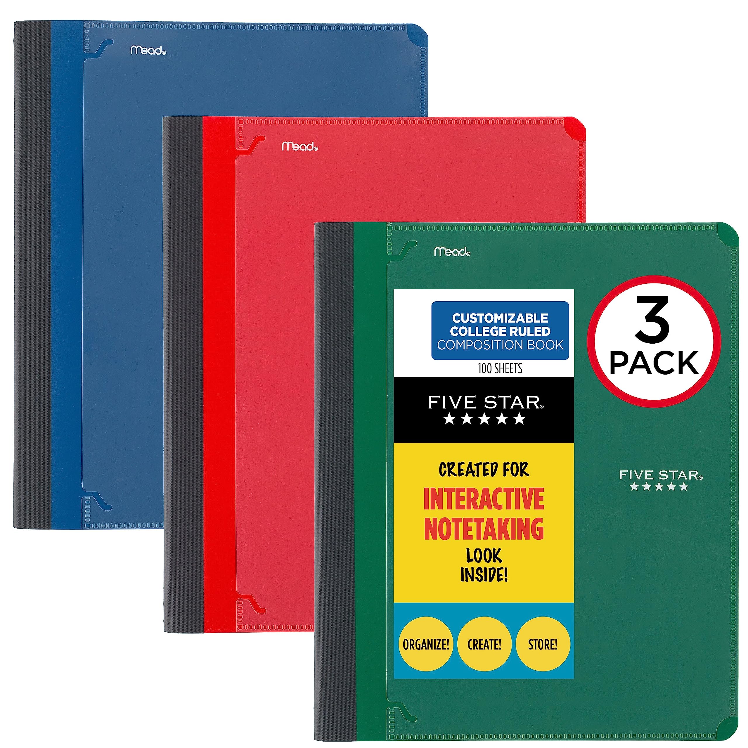 Five Star Interactive Notetaking Composition Books, 3 Pack, 1-Subject ...
