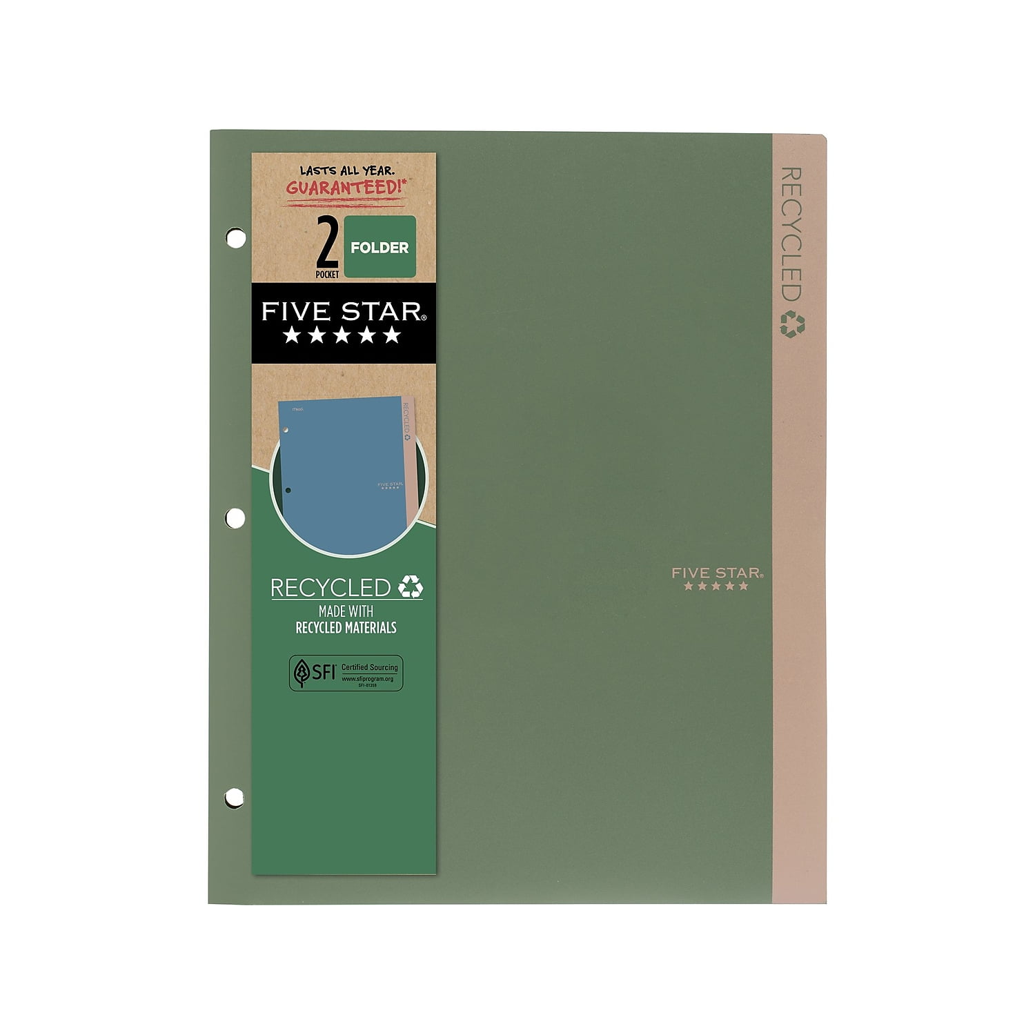 Five Star MEA330027 11 x 8.5 in. Recycled Plastic Two Pocket Folder ...