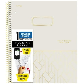 Five Star Spiral Notebook + Study App, 1 Subject, College Ruled, 8.5" x ...
