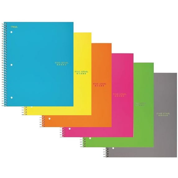 Five Star 3-Subject College Ruled Notebooks with Multiple Pockets, 150 ...