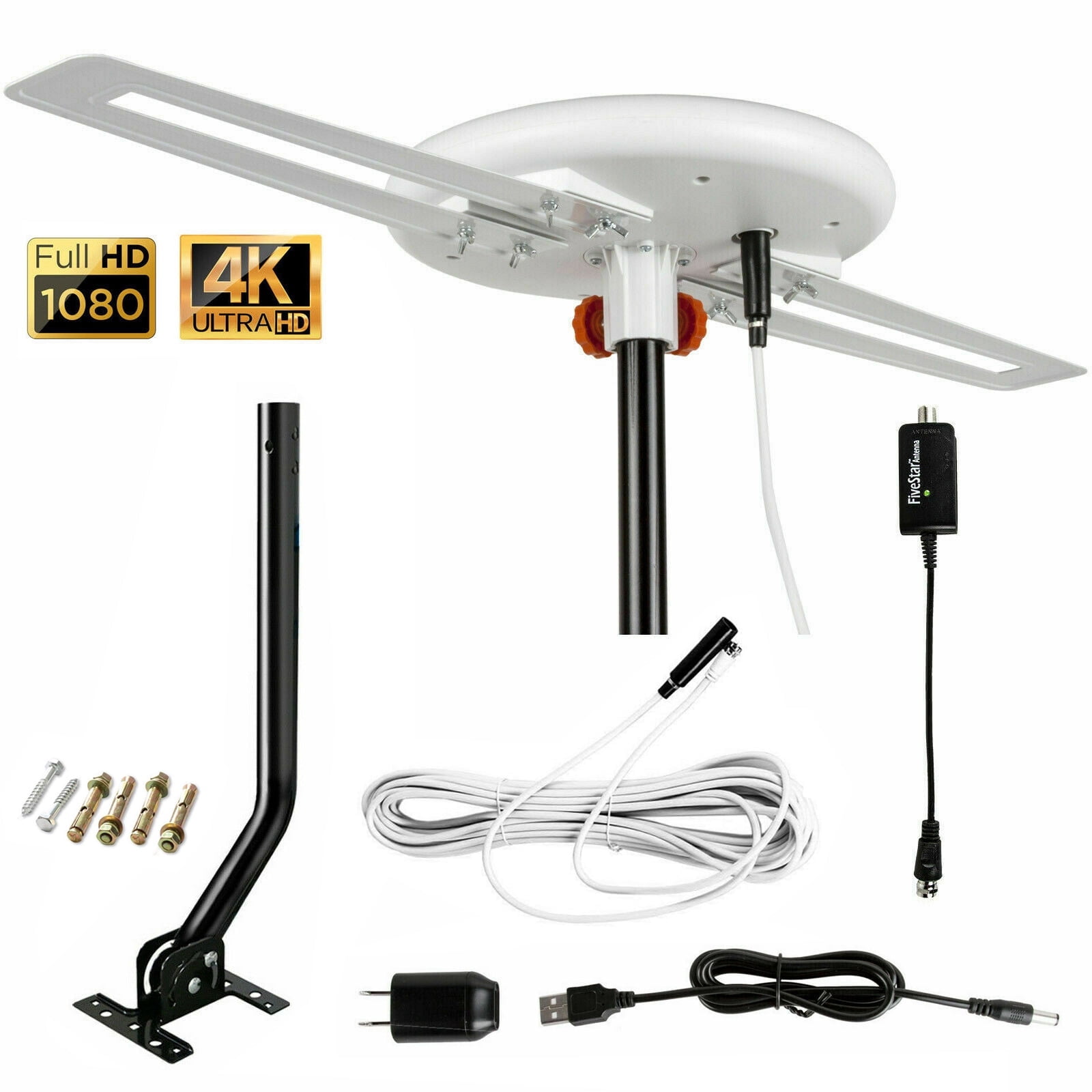 Five Star OmniPro HD TV Antenna with 40 Ft Cable and Mounting Pole ...