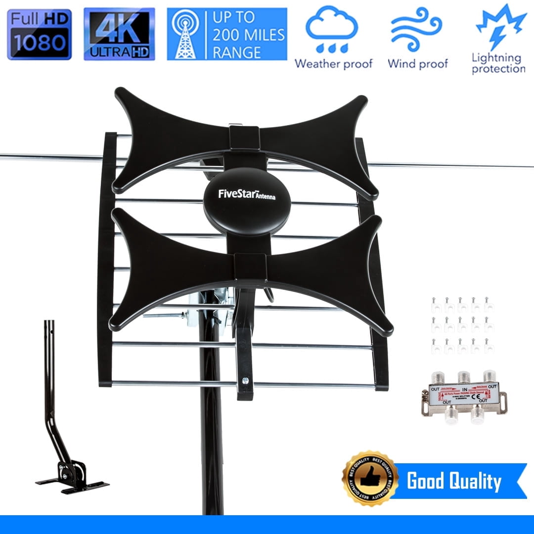 Five Star - Outdoor HDTV Antenna: Experience Free HD Channels, Black ...