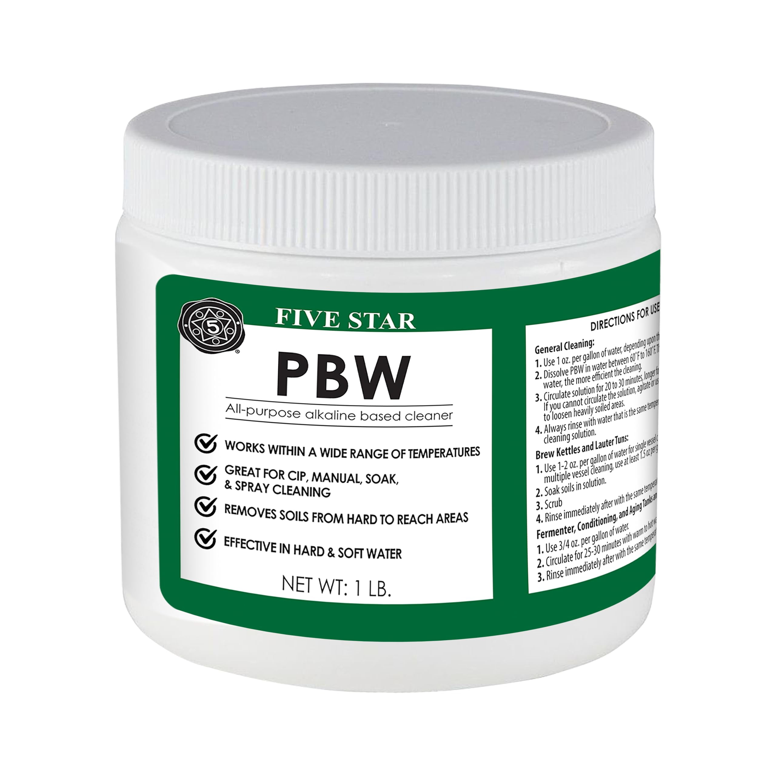 Five Star PBW - 1 lbs - Non-Caustic Alkaline Cleaner, White - pbw1 C29 ...