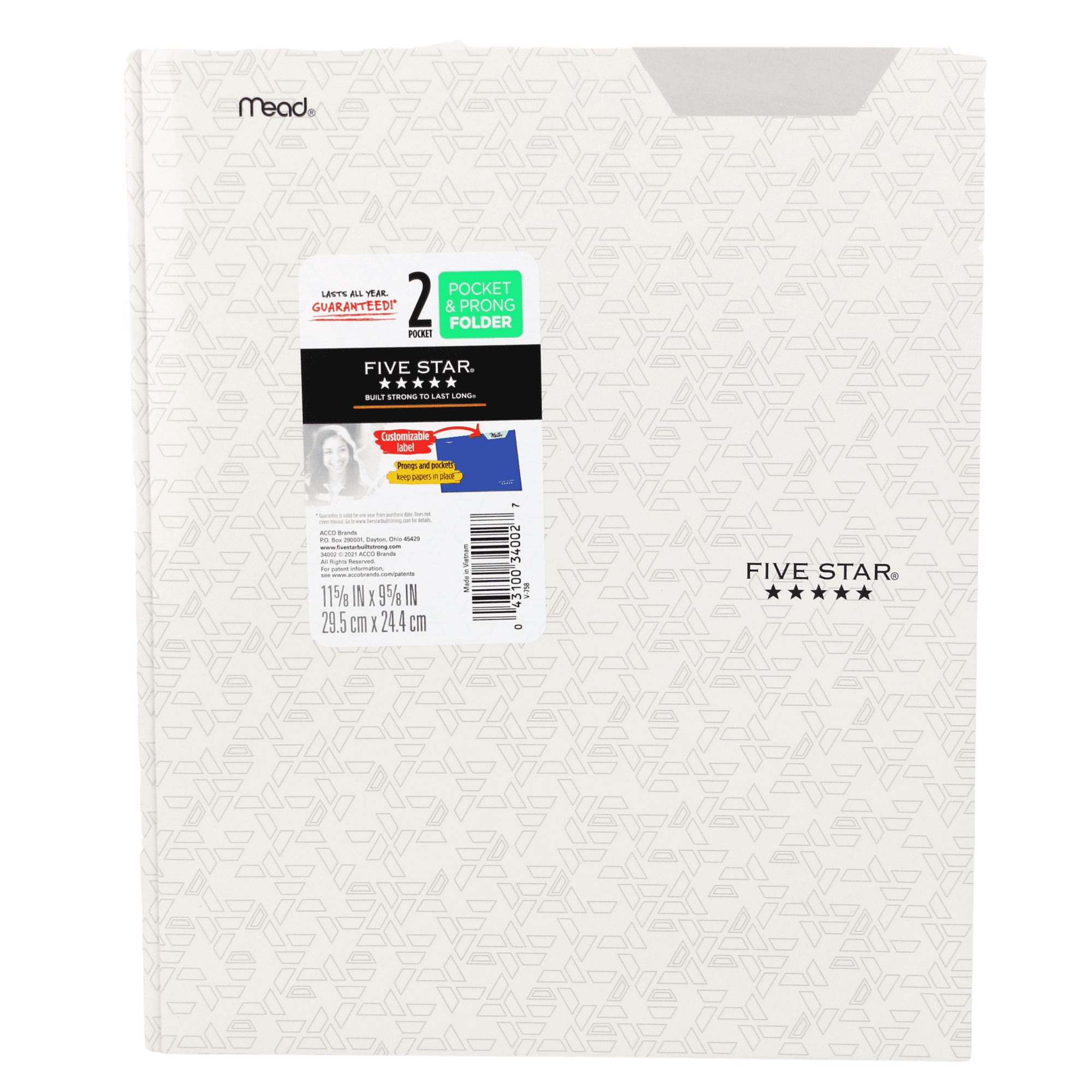 Five Star Pocket & Prong Paper Folder [Geometric Pattern]: 9 in. x 11 ...