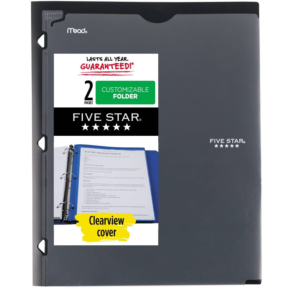 Five Star Poly Customizable Portfolio Black - Walmart.com
