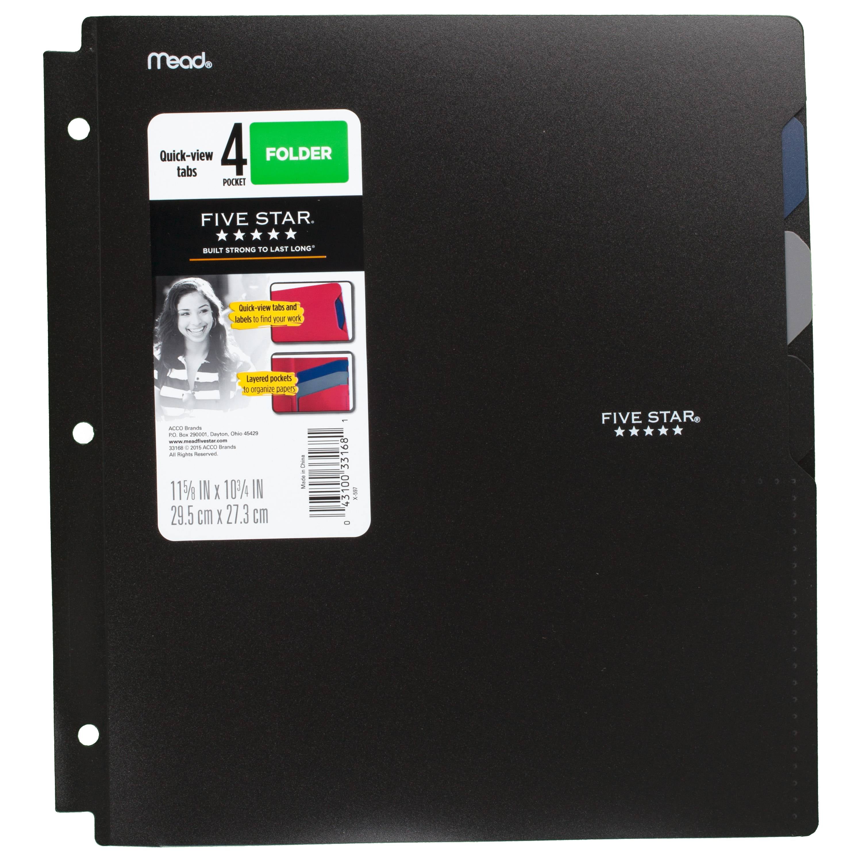 Five Star Quick-View 4-Pocket Folder, Black - Walmart Business Supplies