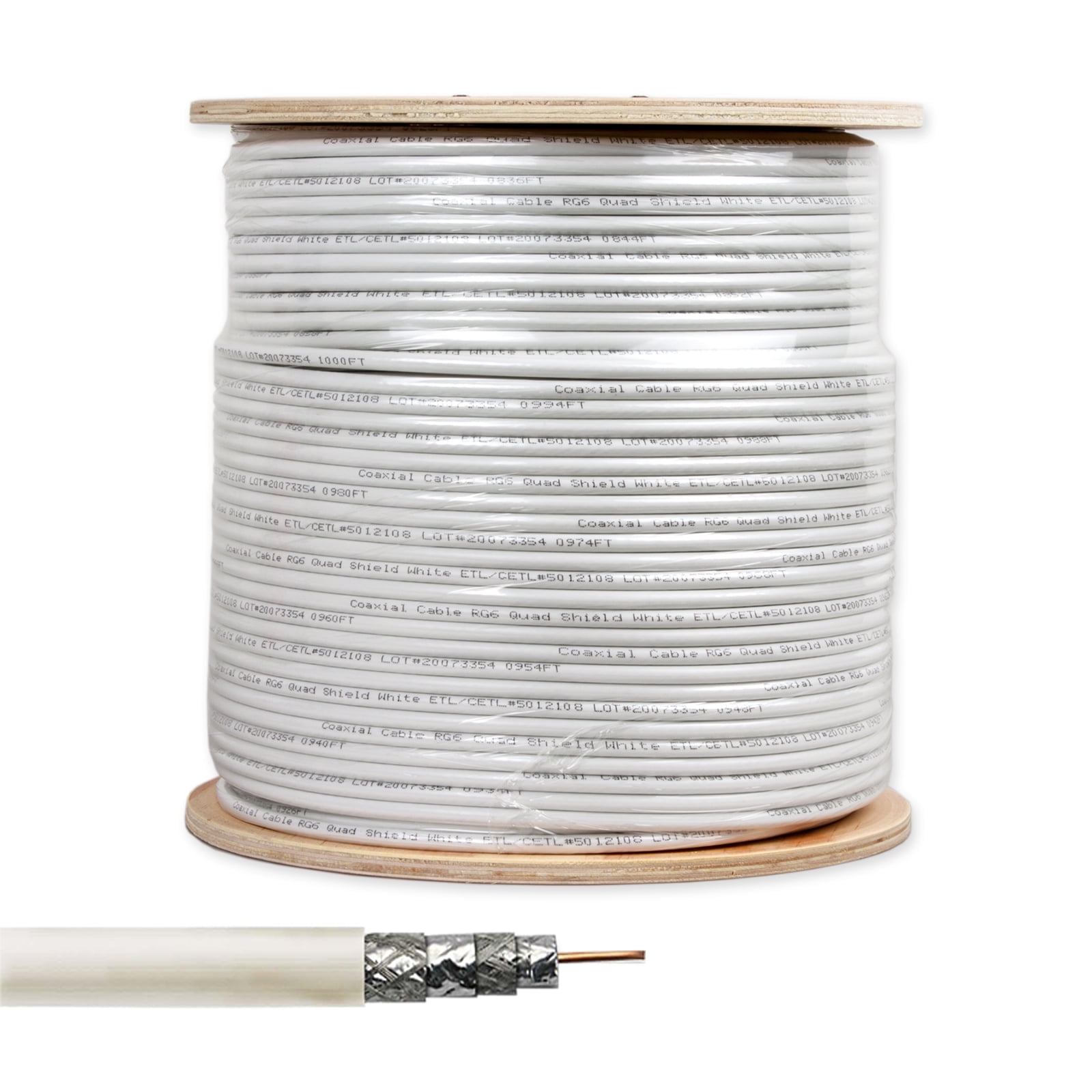 Five Star RG6 Quad Shielded Coaxial Cable (1000 ft., Outdoor, 18AWG ...