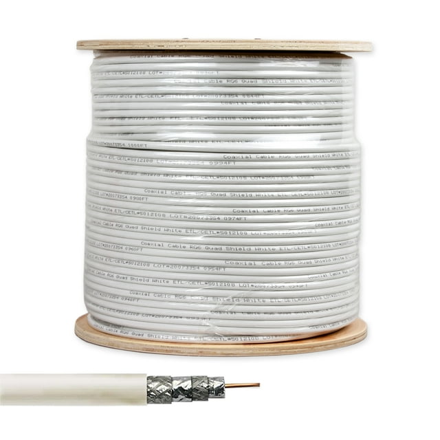 Five Star RG6 Quad Shielded Coaxial Cable (1000 ft., Outdoor, 18AWG ...